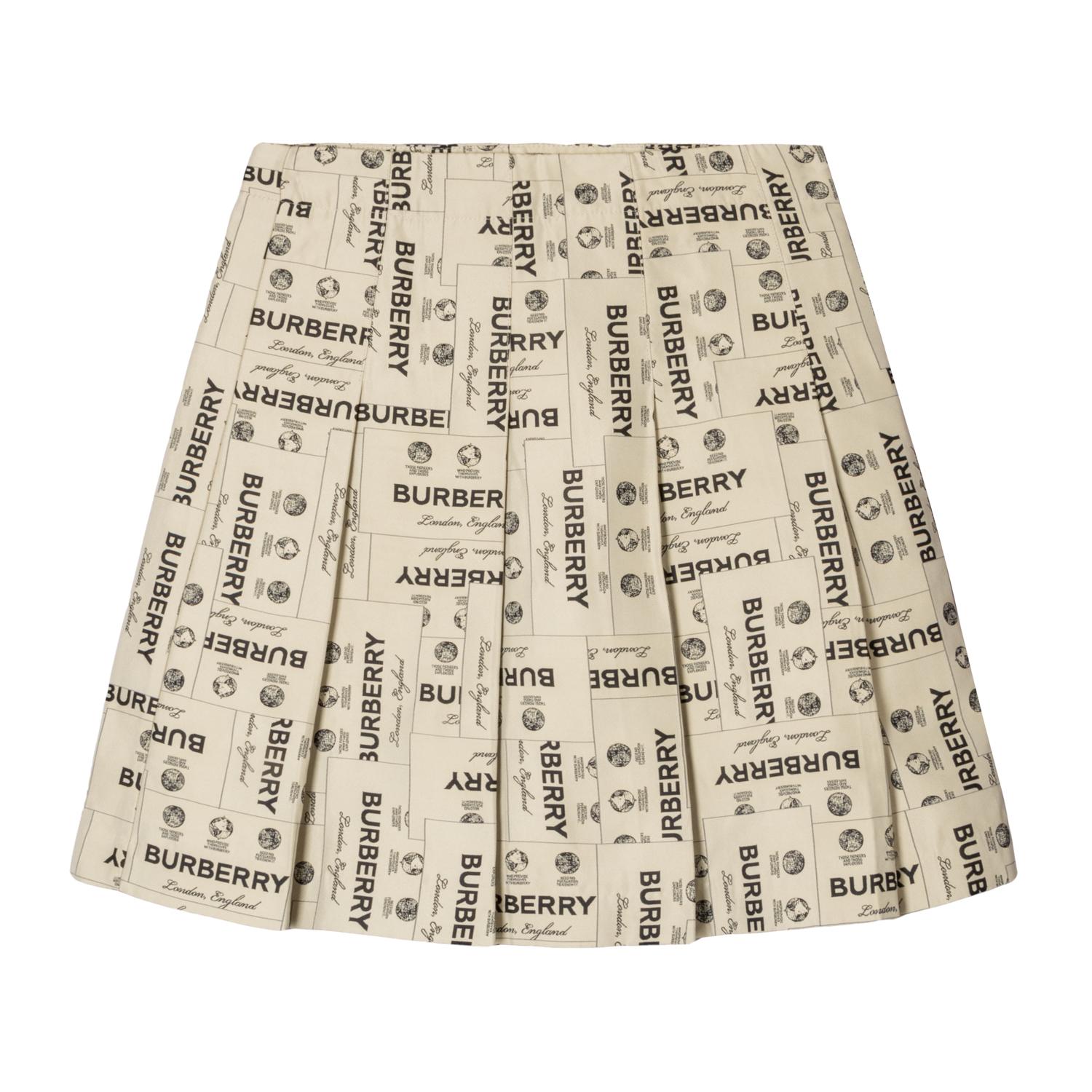 BURBERRY Kids - BURBERRY Kids logo提花百褶迷你裙 - BreezeOnline 微風精品線上