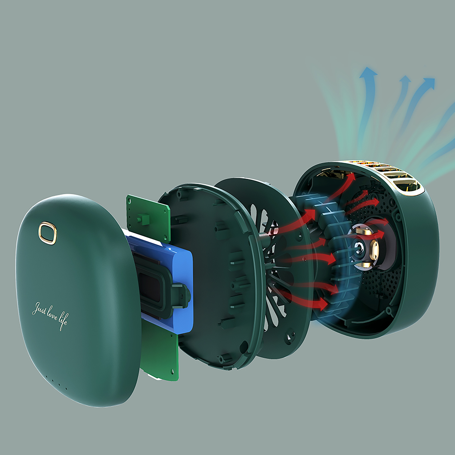 HJJI - HJJI｜典雅風格掛脖風扇 墨綠色 - BreezeOnline 微風精品線上