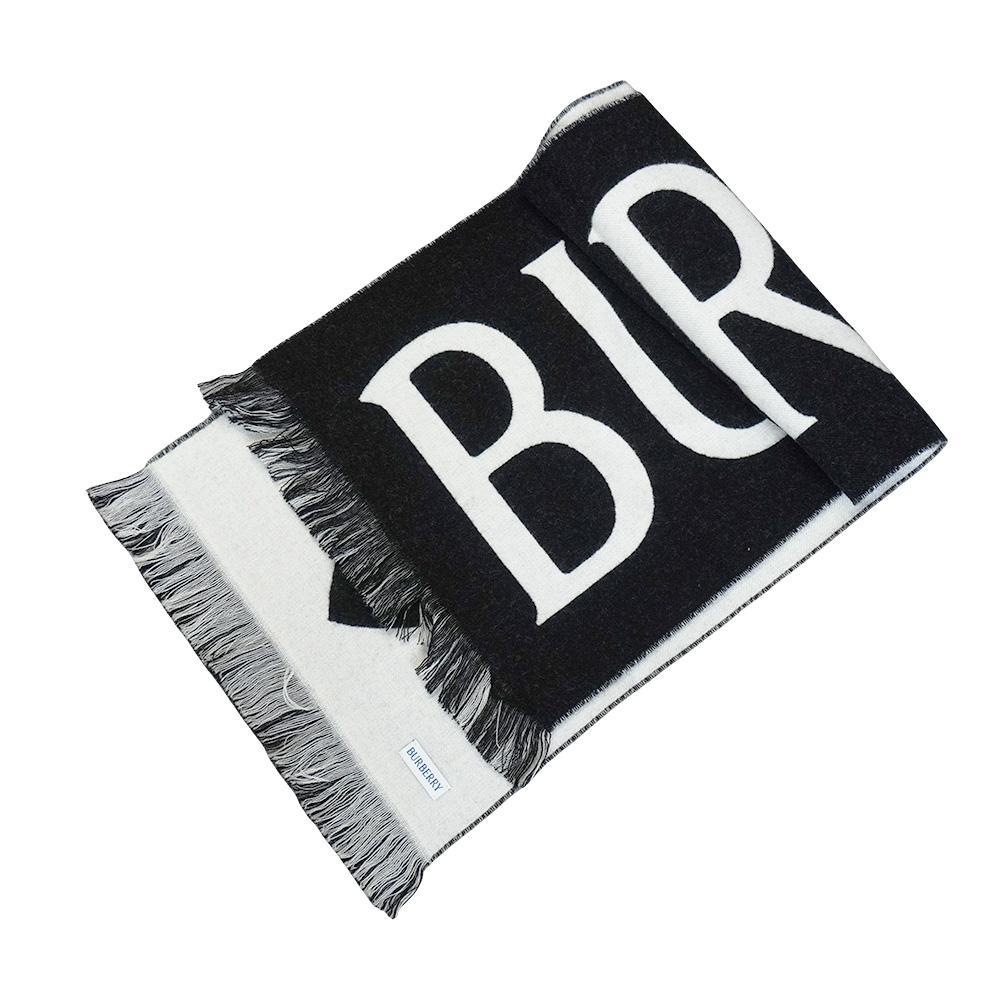 Burberry - Burberry 品牌徽標字母logo羊毛圍巾(黑) - BreezeOnline 微風精品線上