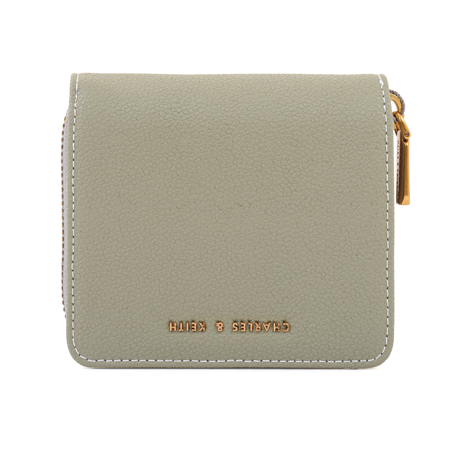 CHARLES & KEITH - CHARLES & KEITH 拉鍊式短夾-灰綠色 - BreezeOnline 微風精品線上